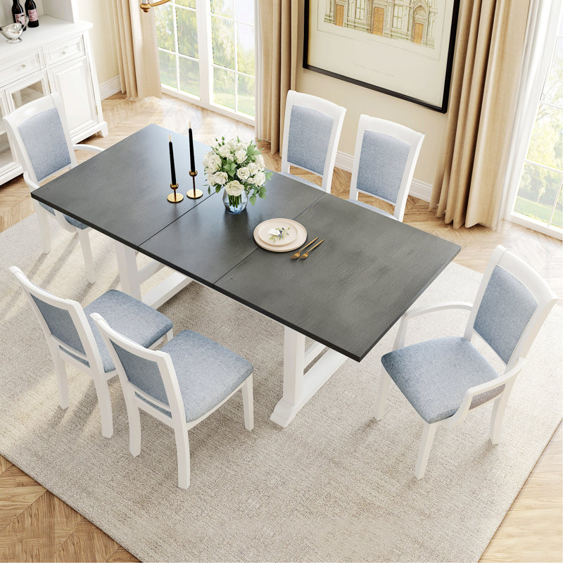 Red Barrel Studio Minimalist Extendable Dining Table Set with Removable Leaf Upholstered Side Chair and Arm Chair Wayfair